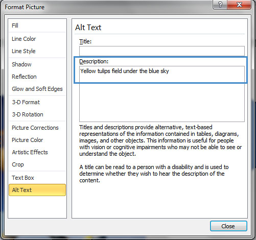 Authoring Techniques For Accessible Office Documents Microsoft Excel 2010 Accessible Digital 